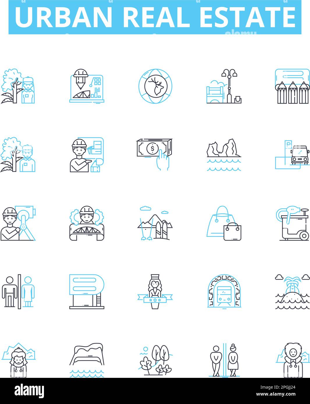 Urban real estate vector line icons set. Urban, Real, Estate, Housing ...