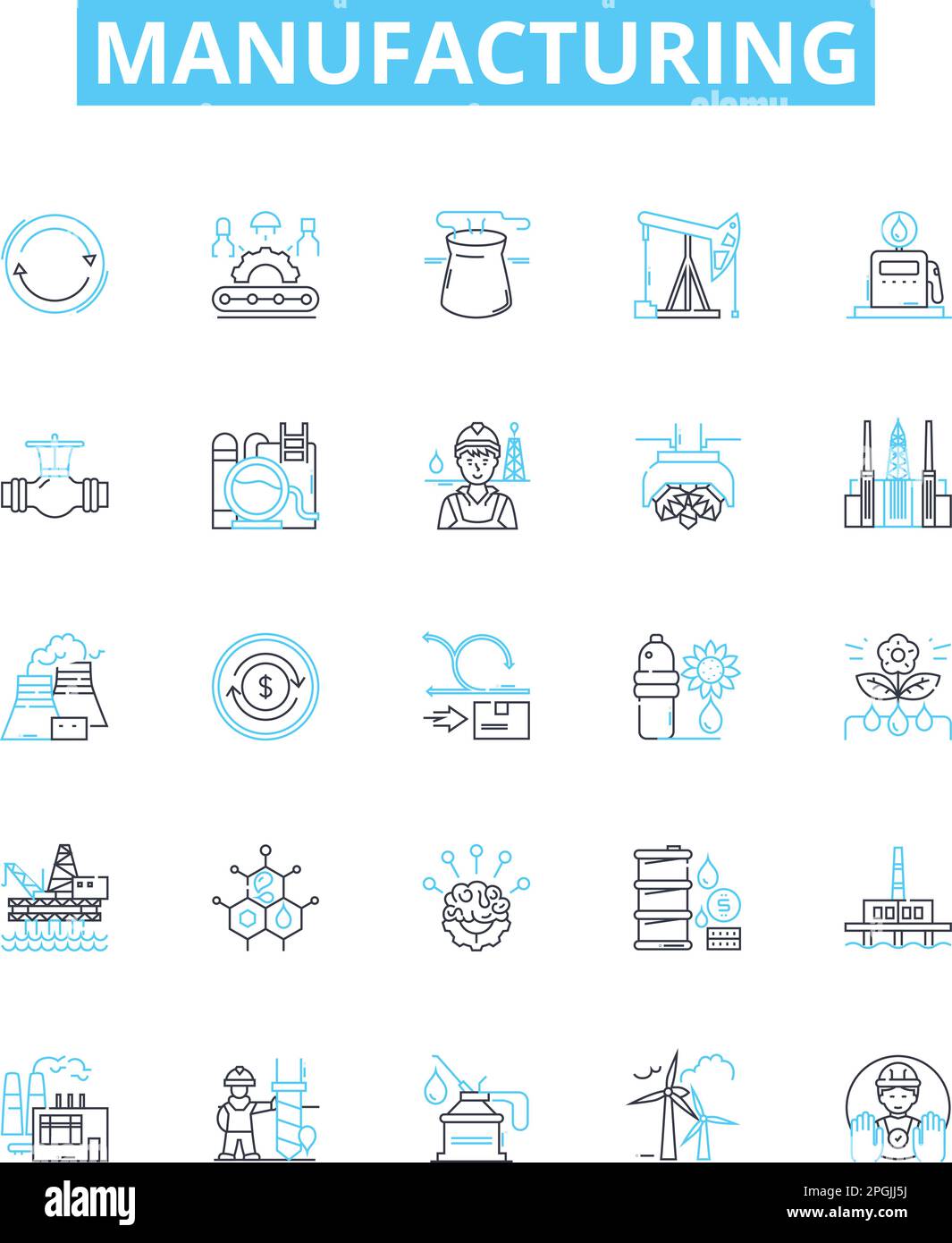 Manufacturing vector line icons set. Manufacturing, Production ...