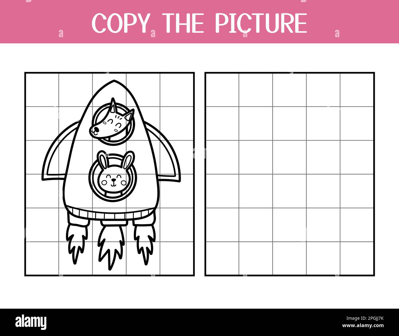 Copy the picture activity page for kids. Draw and color a cute fox and ...