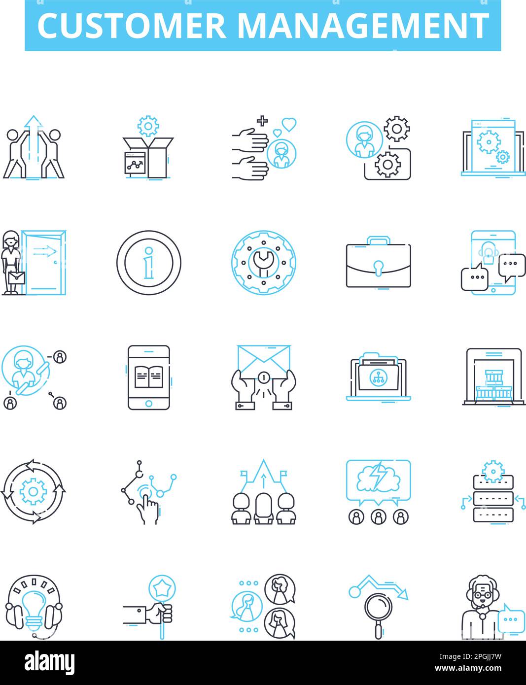 Customer Management Vector Line Icons Set Customer Management Crm