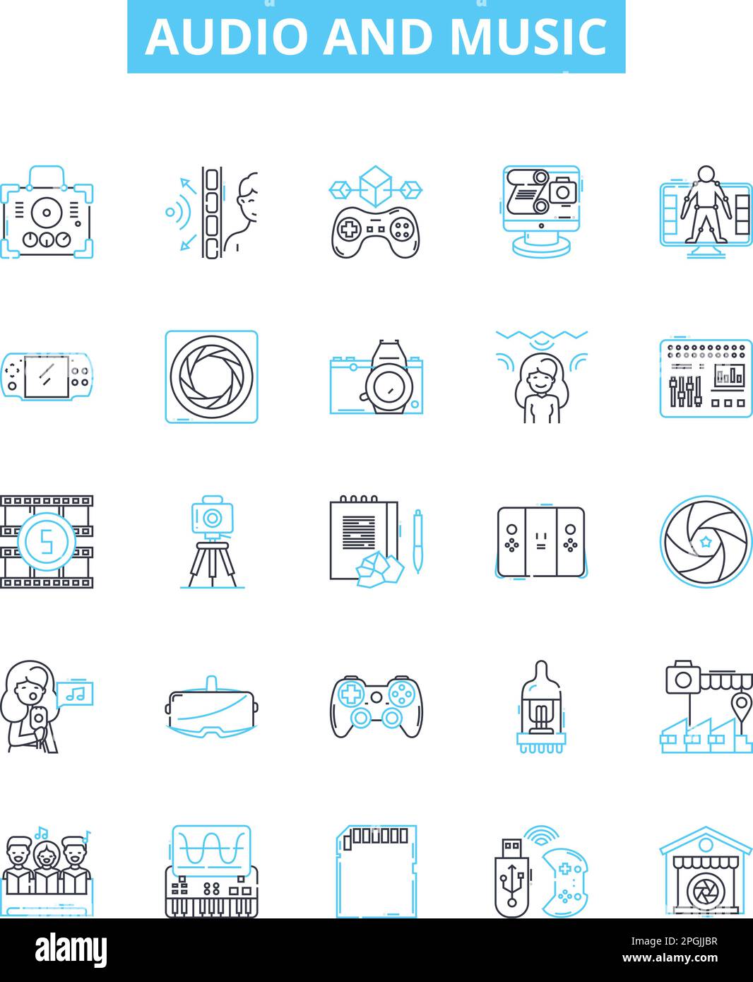Audio and music vector line icons set. Music, Audio, Sound, Melody ...