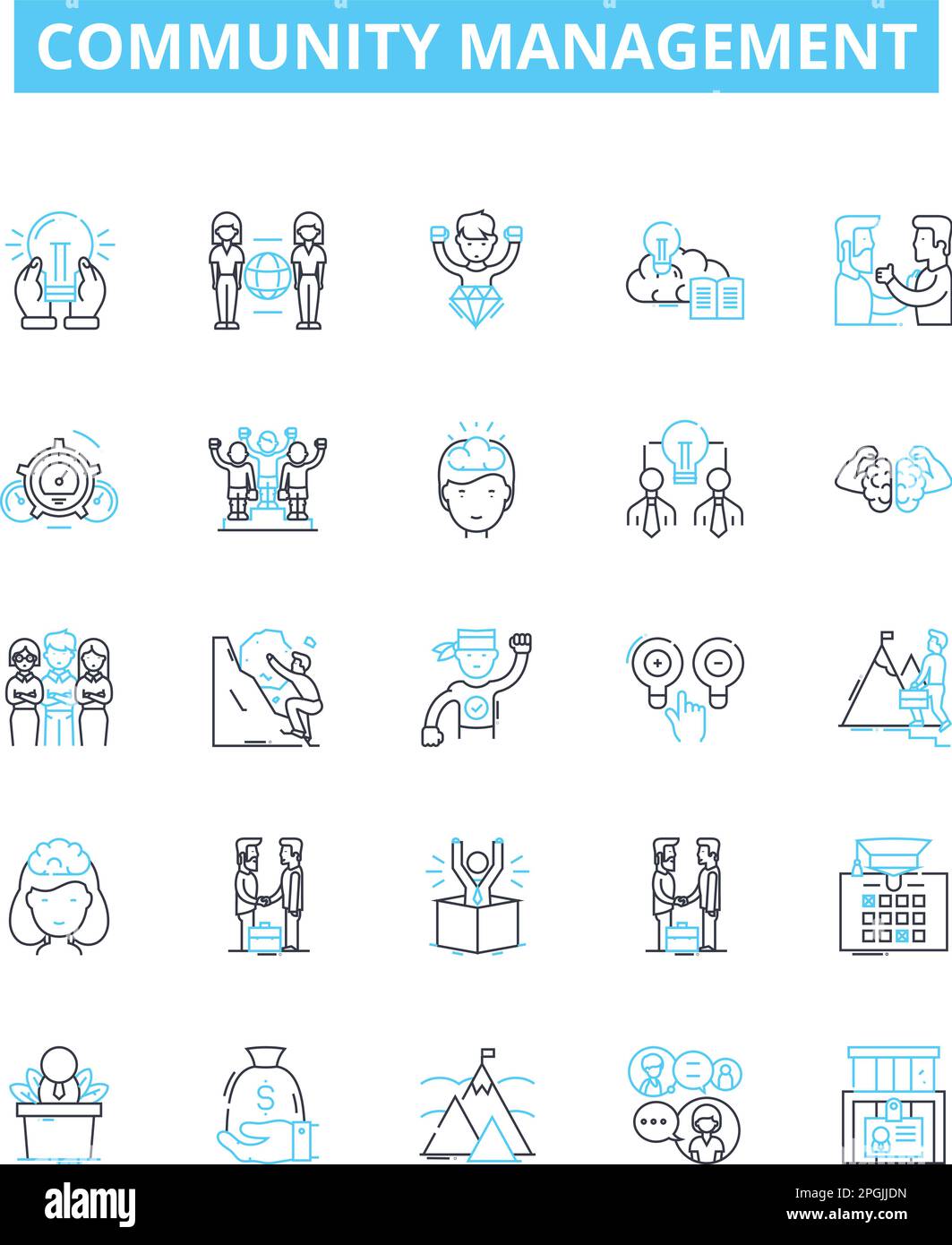 Community management vector line icons set. Community, Management ...