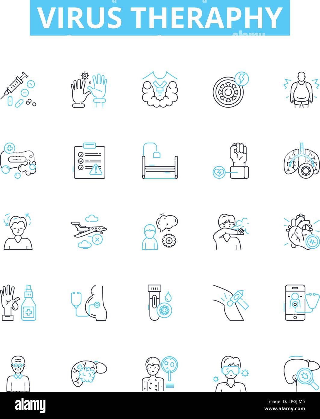 Virus theraphy vector line icons set. Antiviral, Viruscide, Remedial ...