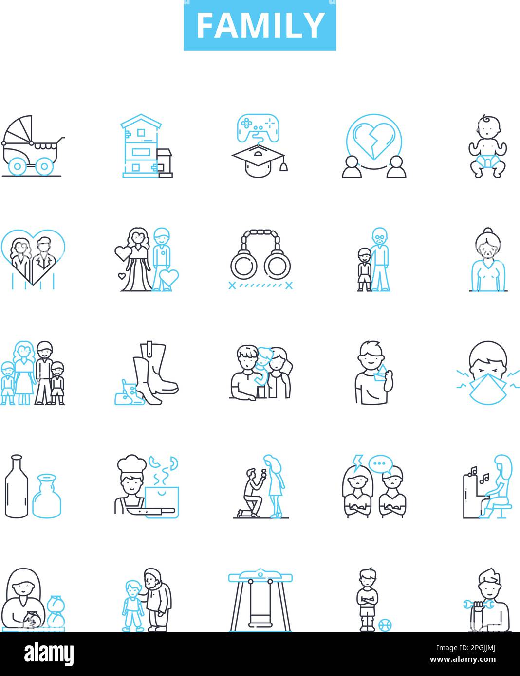 Family vector line icons set. kinship, relatives, clan, folks, lineage ...