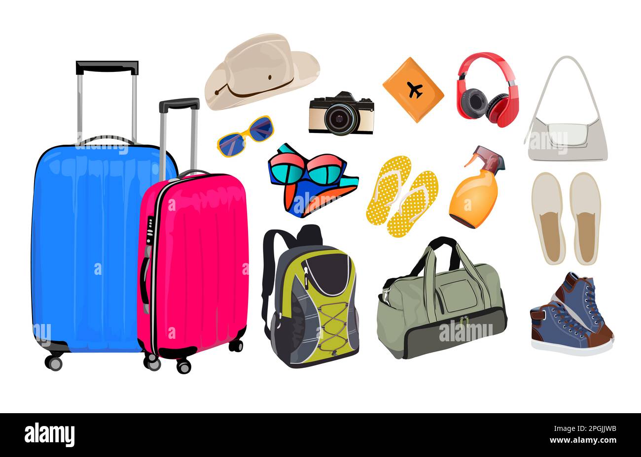 Travel and tourism elements isolated on white Stock Vector Image & Art ...