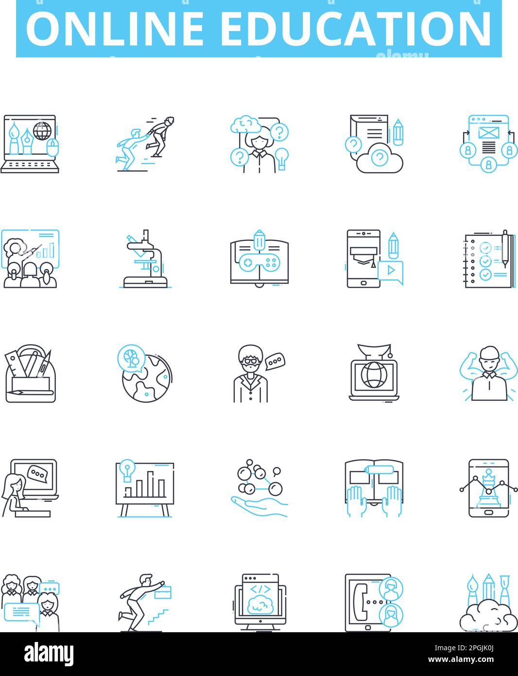 Online Education vector line icons set. Elearning, Distance, Courses ... Online Education vector line icons set. Elearning, Distance, Courses ...