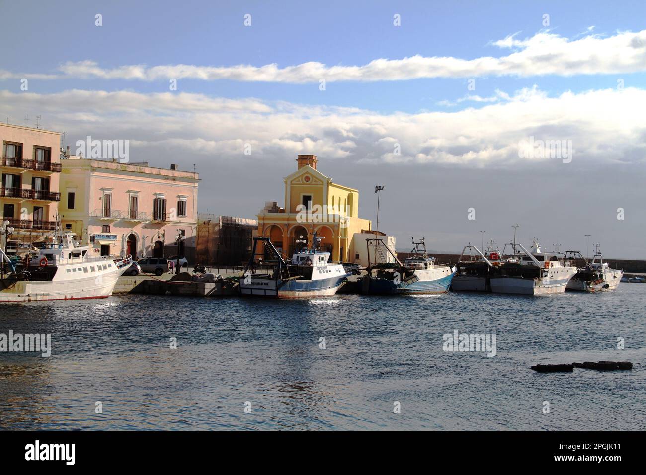 Gallipoli, Italy. Marina in the historical center, with the 17th ...