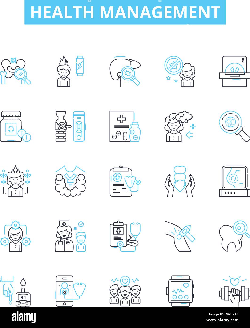 Health management vector line icons set. Wellness, Care, Prevention ...
