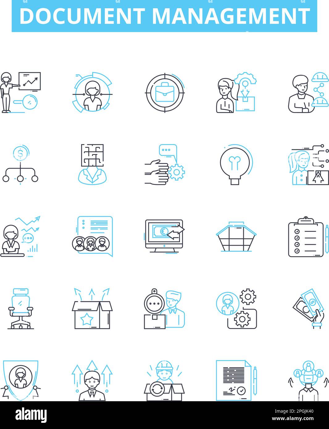 Document management vector line icons set. Document, Management ...
