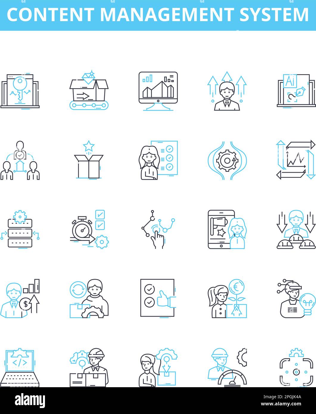 Content management system vector line icons set. CMS, Content ... Content management system vector line icons set. CMS, Content ...