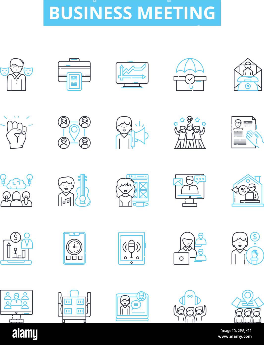 Business meeting vector line icons set. Business, Meeting, Conference ...