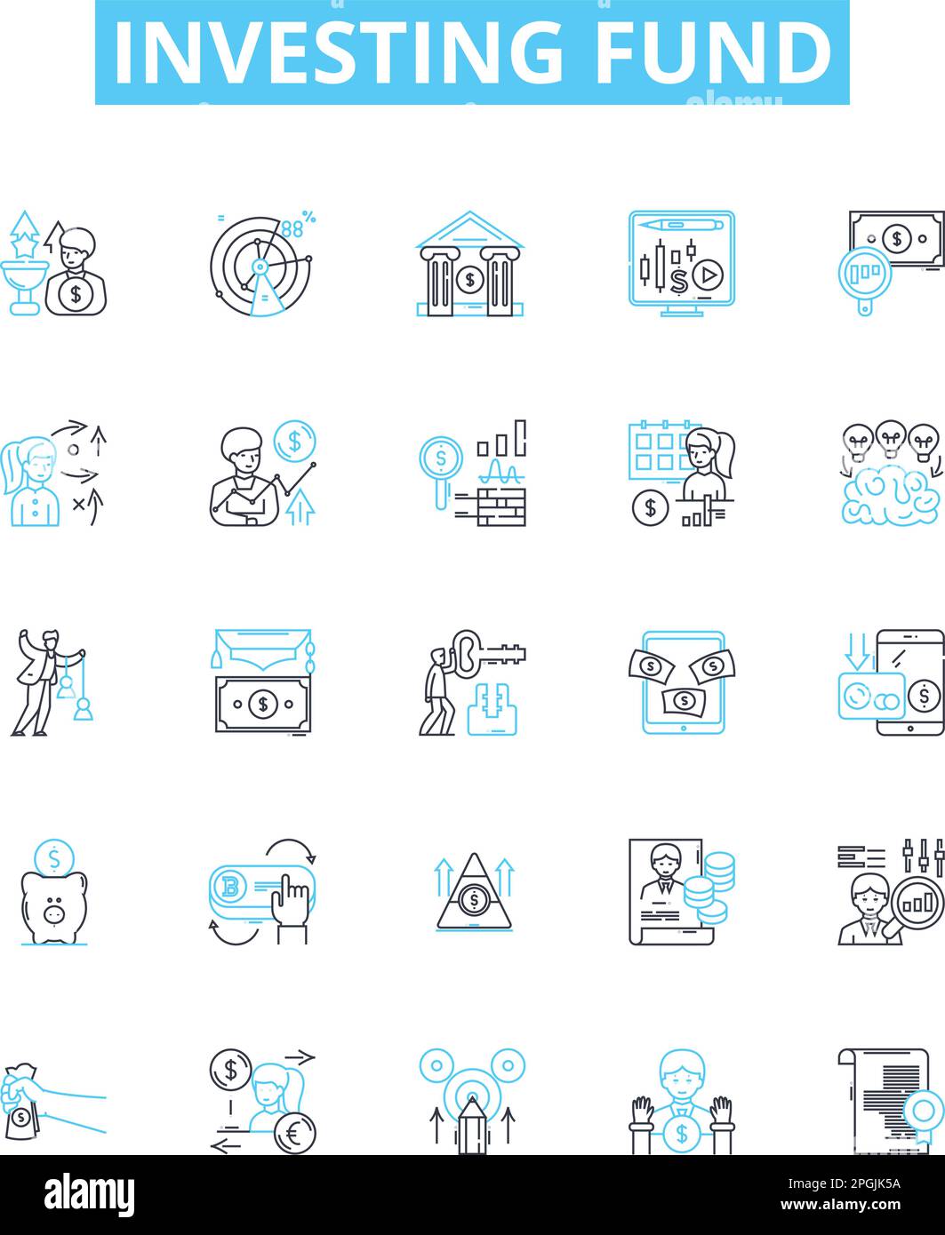 Investing fund vector line icons set. Investing, fund, investment ...