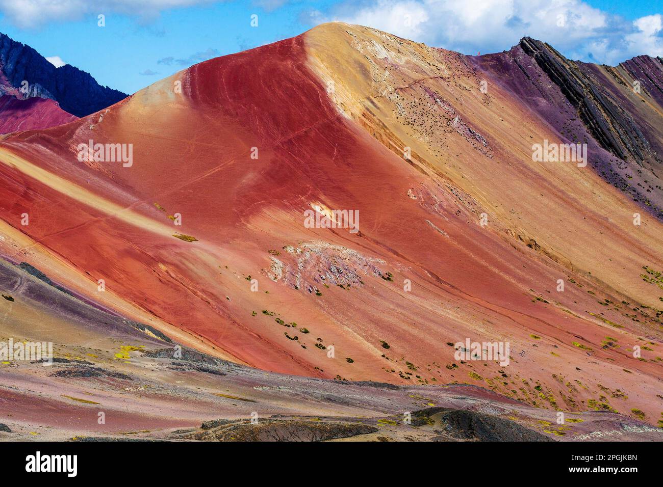 Hiking scene in Vinicunca, Cusco Region, Peru. Rainbow Mountain ...