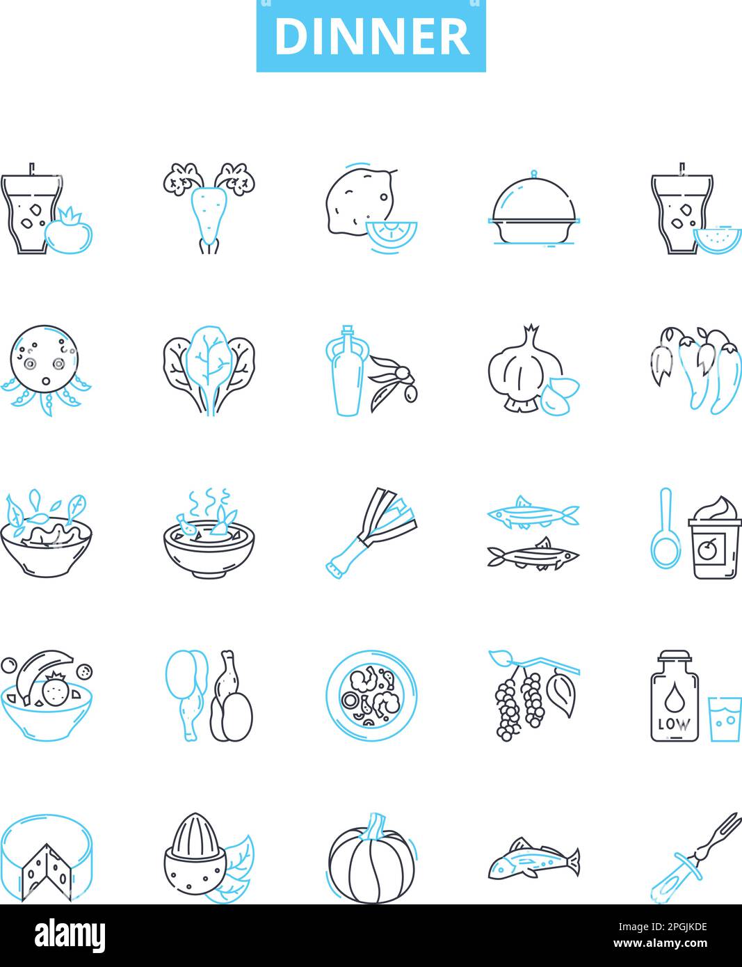 Dinner vector line icons set. Meal, Supper, Cuisine, Banquet, Dine ...