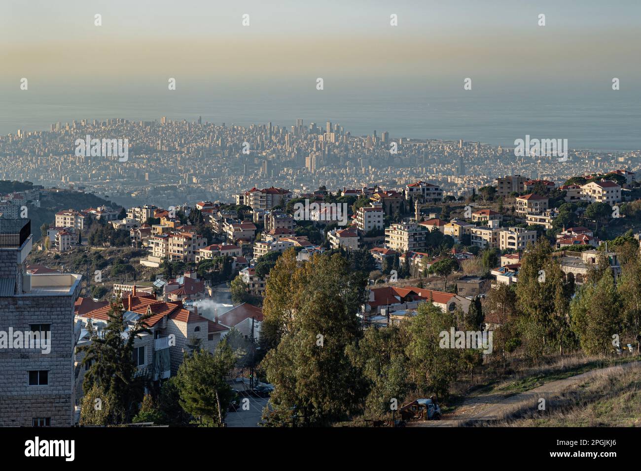 Beirut viewed from a mountain top, Lebanon Stock Photo - Alamy