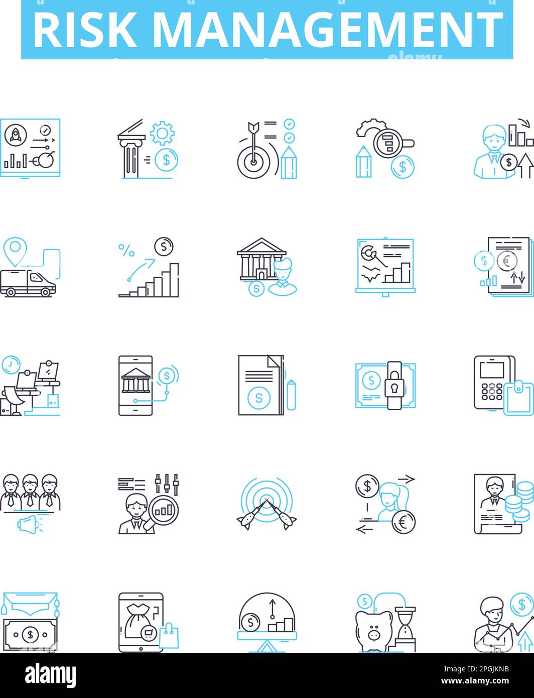Risk Management Vector Line Icons Set Risk Management Assess Analyze Avoid Control