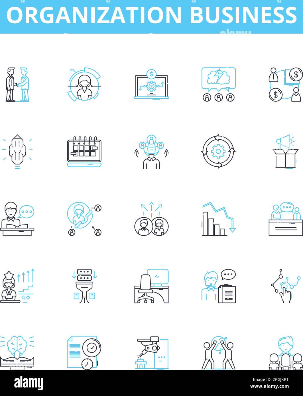Organization business vector line icons set. Company, Management ... Organization business vector line icons set. Company, Management ...