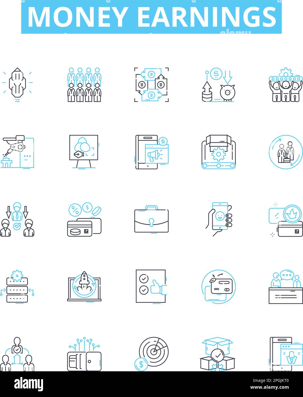Money earnings vector line icons set. Income, Salary, Profits, Returns ...