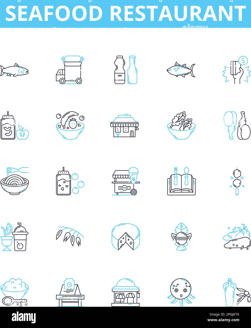Seafood restaurant vector line icons set. Seafood, Restaurant, Fish ...