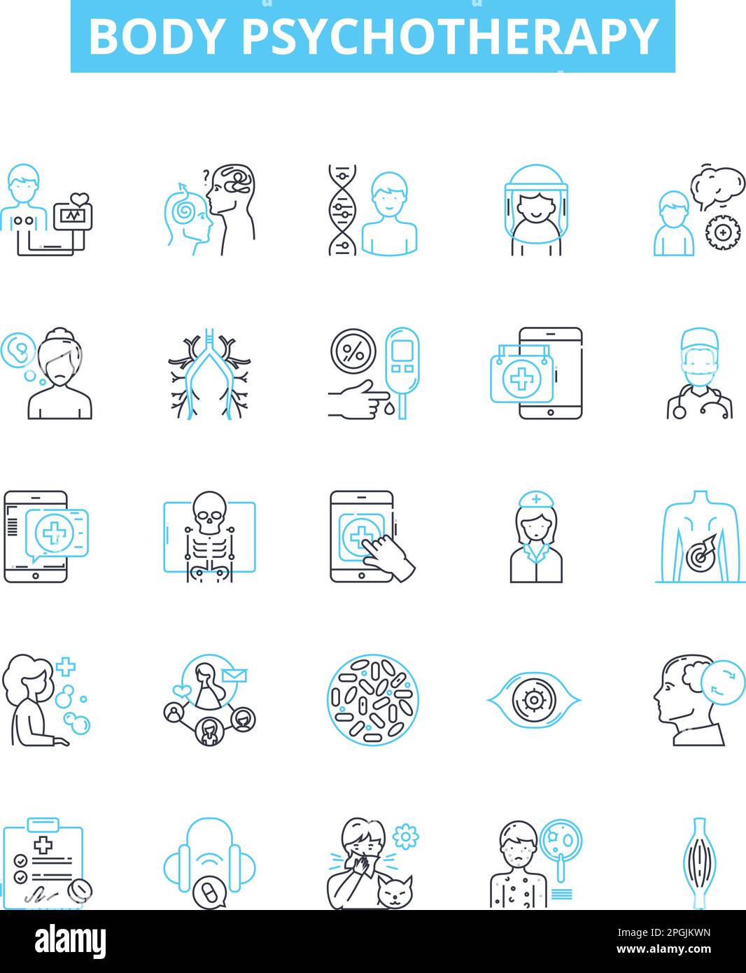 Body psychotherapy vector line icons set. Bodywork, Psychotherapy ...