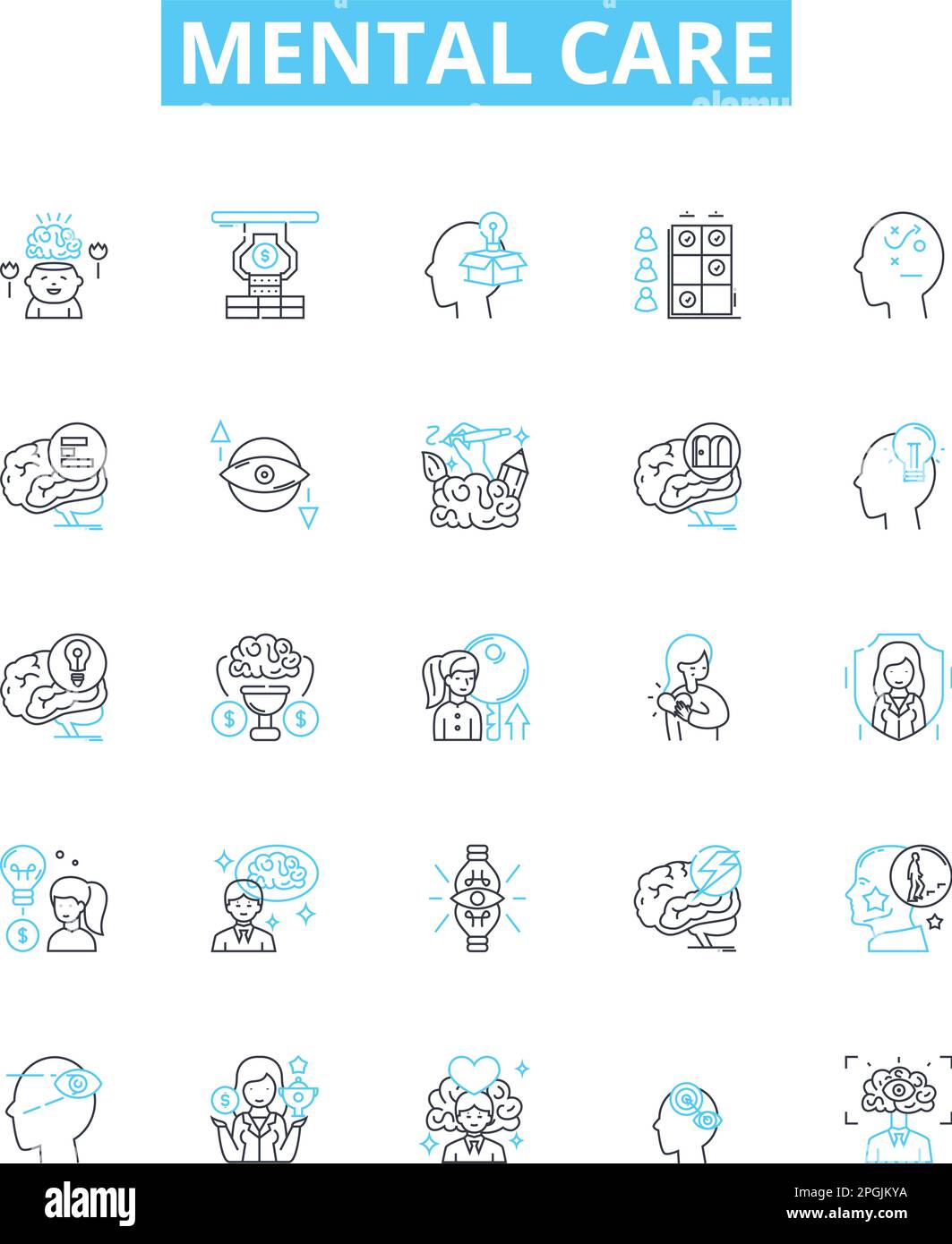 Mental care vector line icons set. Mental, care, therapy, health ...