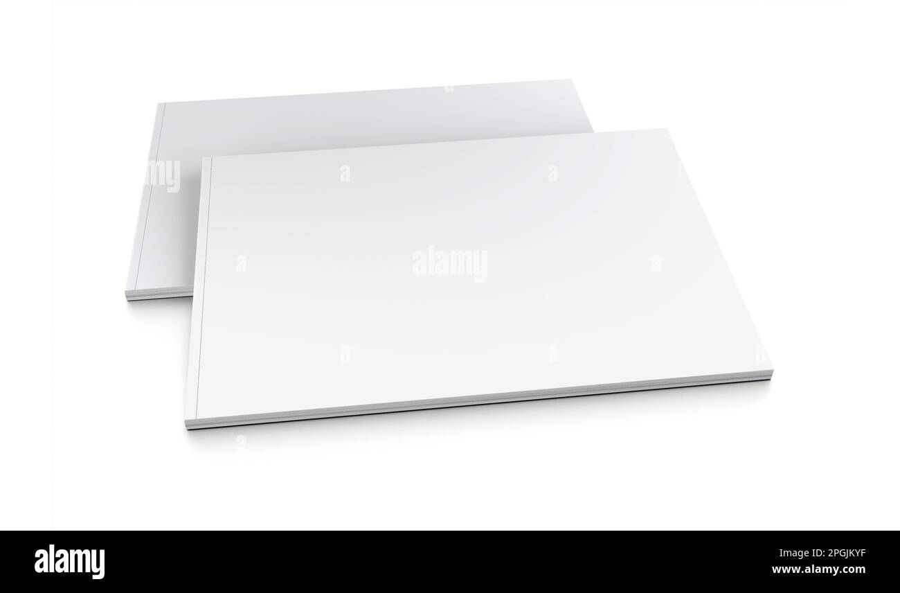 Horizontal Brochure; Magazine Mockup on White Background. 3D Rendering ...