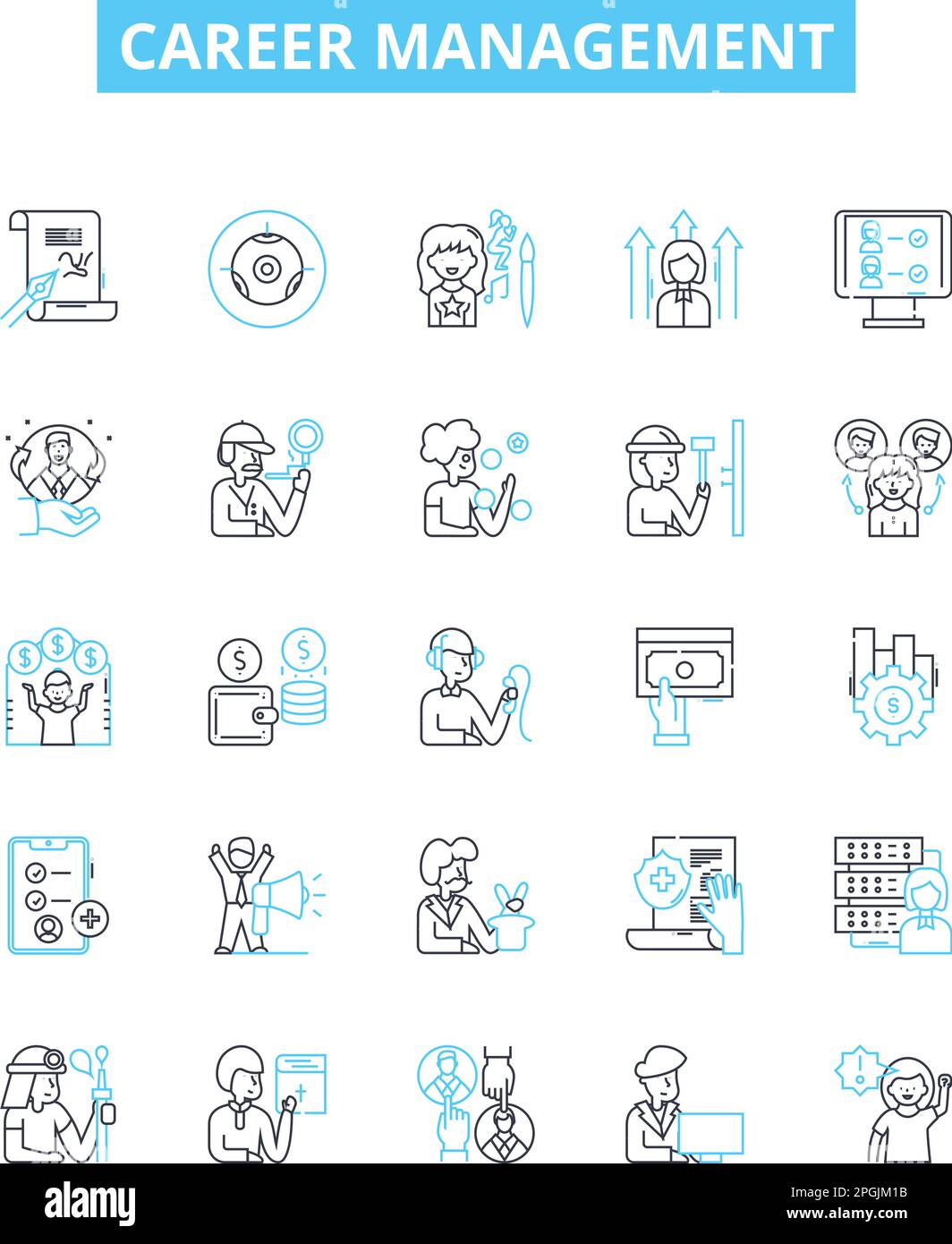 career management vector line icons set. Job, Search, Training ...