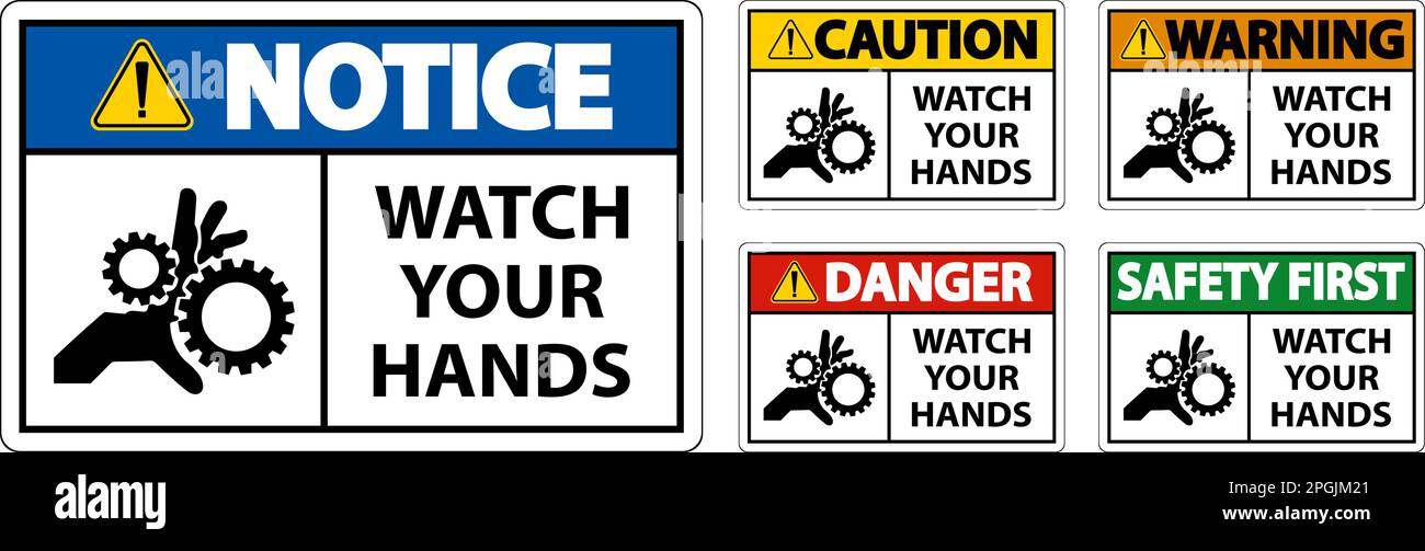 Danger Sign Watch Your Hands And Fingers Stock Vector Image & Art - Alamy