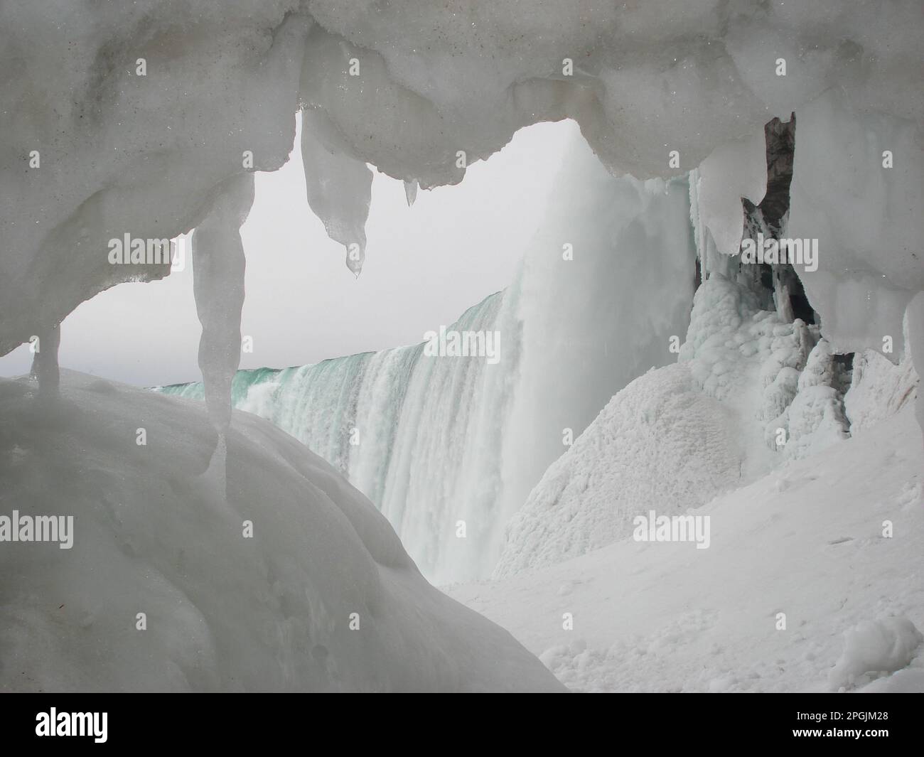 A view of a wintery scene of large ice formations Stock Photo - Alamy