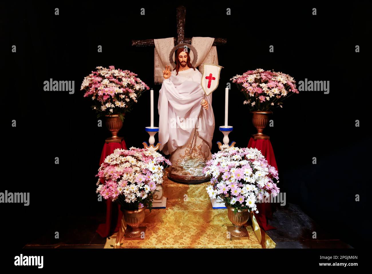 Risen Jesus Christ image of the catholic church - Catholic symbol Stock ...
