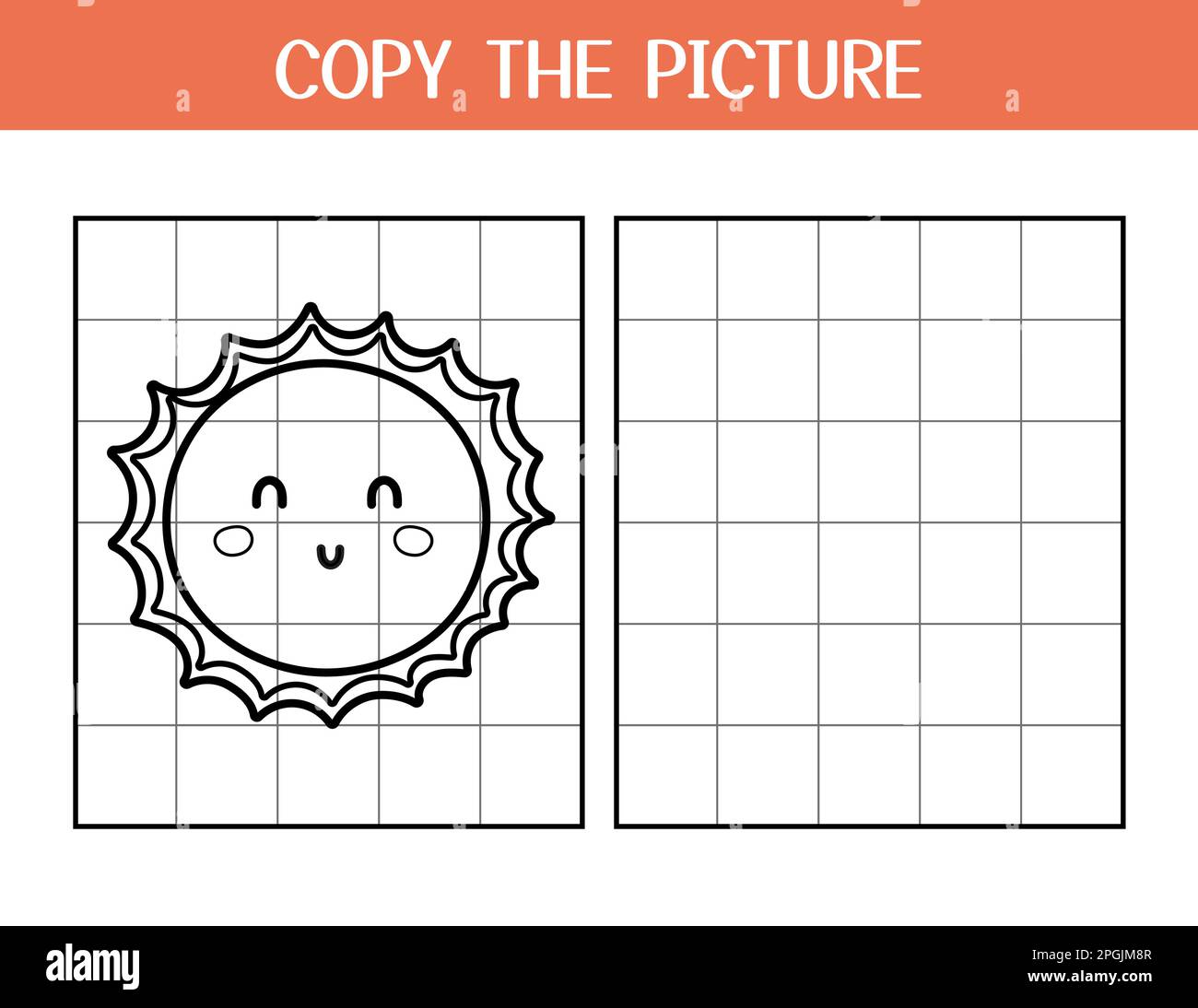 Copy the picture activity page for kids. Draw and color a cute sun ...