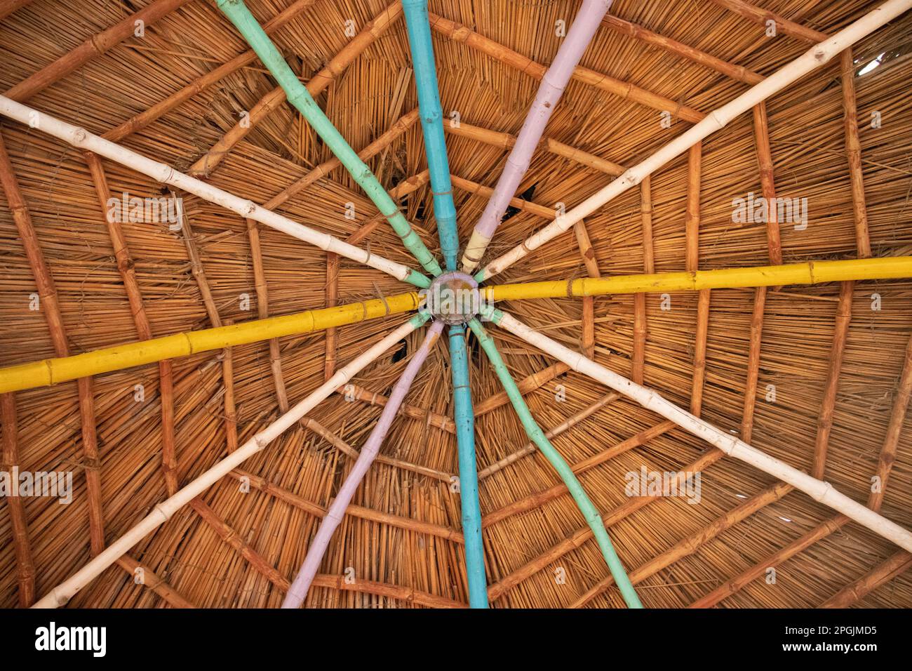Bamboo hut resembling a spider's web Stock Photo - Alamy