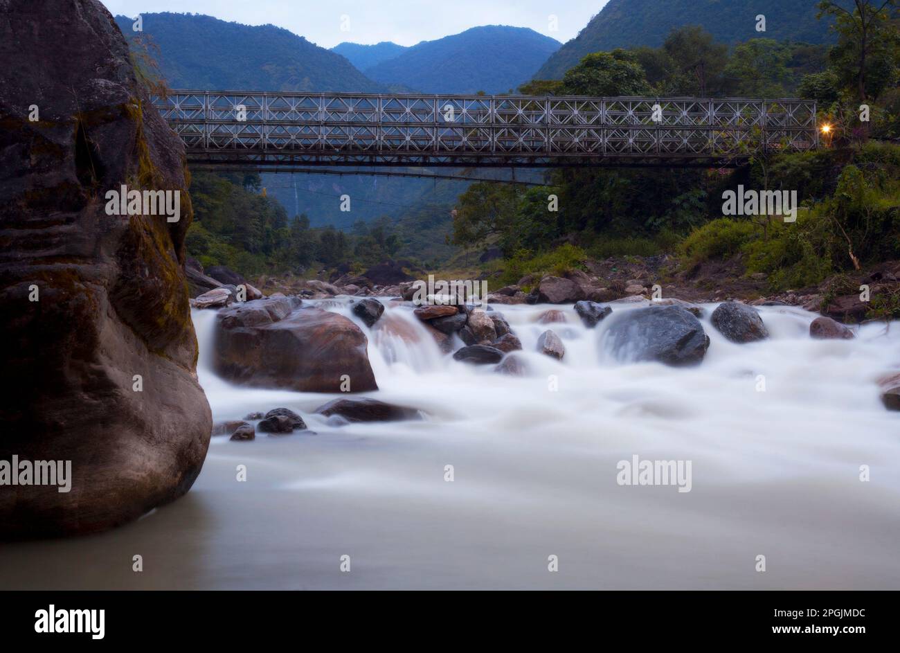 New bridge across Madi Khola on the way to Annapurna - Nepal, Himalaya ...