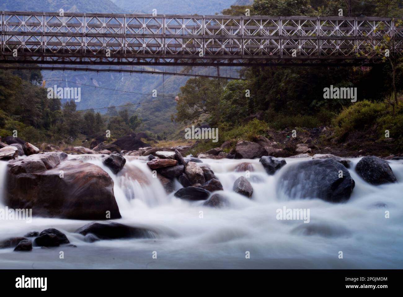 New bridge across Madi Khola on the way to Annapurna - Nepal, Himalaya ...