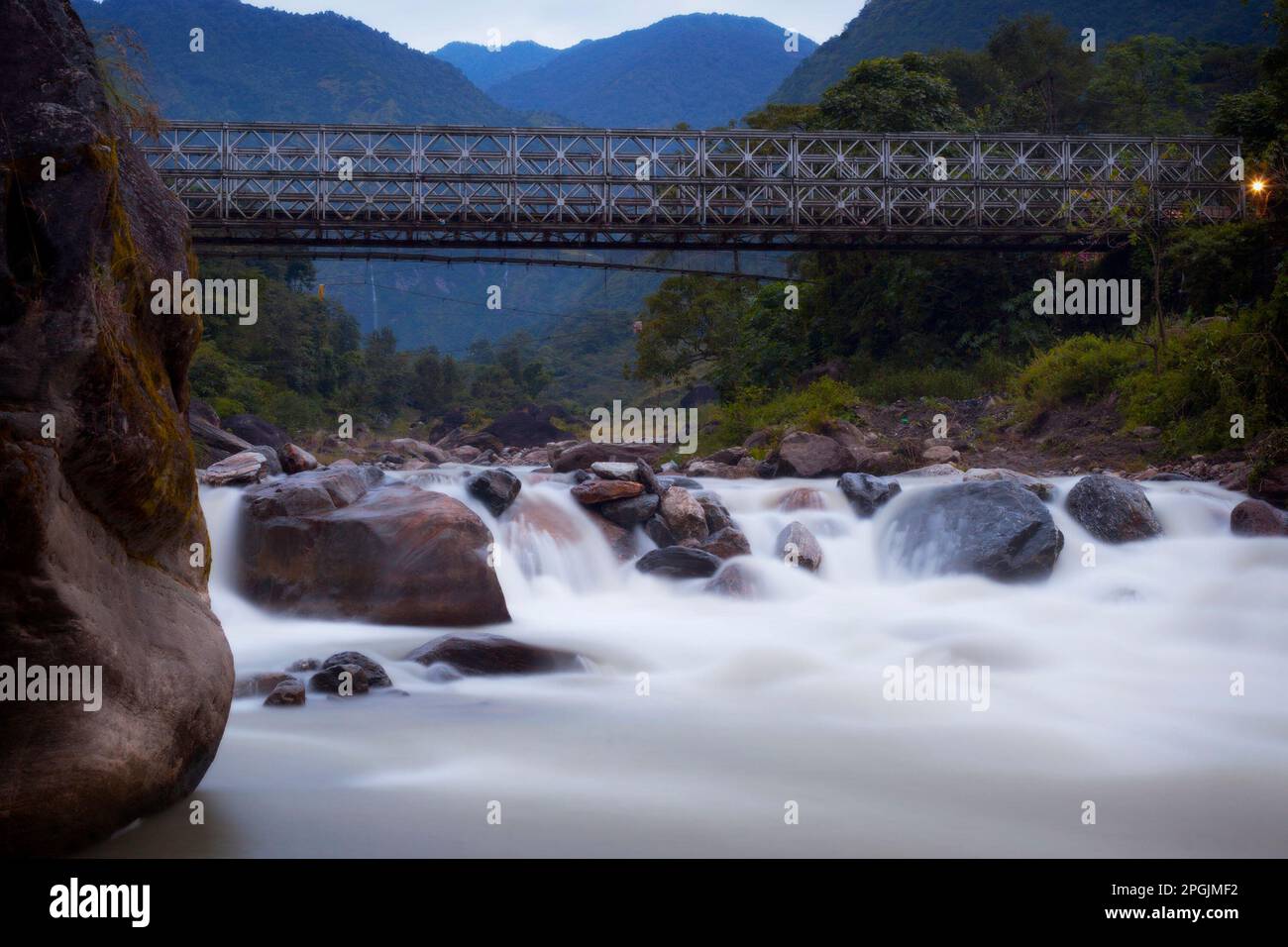 New bridge across Madi Khola on the way to Annapurna - Nepal, Himalaya ...