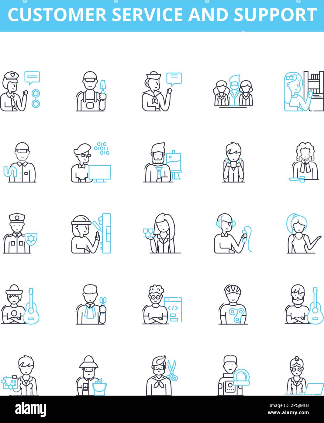 Customer service and support vector line icons set. Customer, Service ...