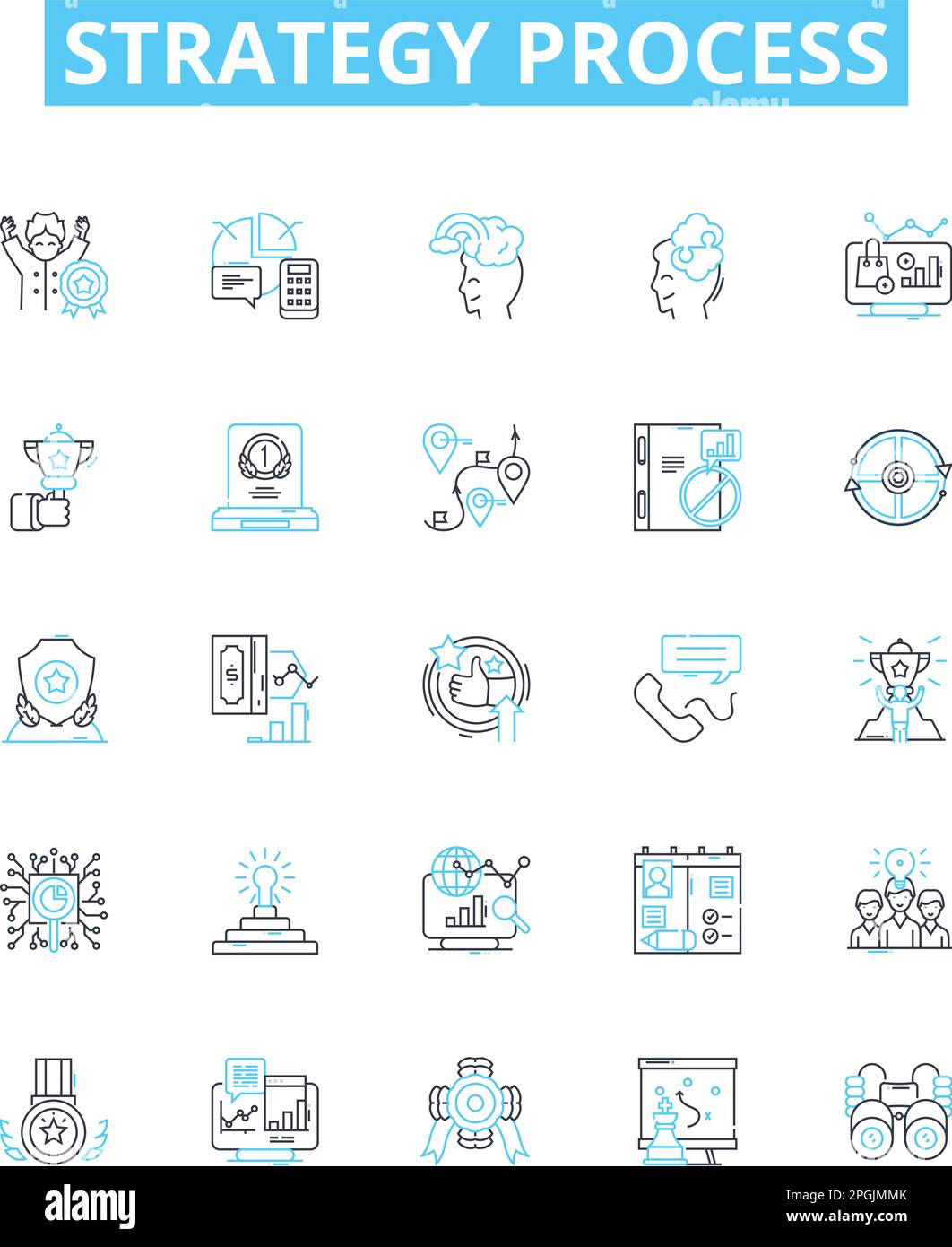 Strategy process vector line icons set. Planning, Analysis, Execution ... Strategy process vector line icons set. Planning, Analysis, Execution ...