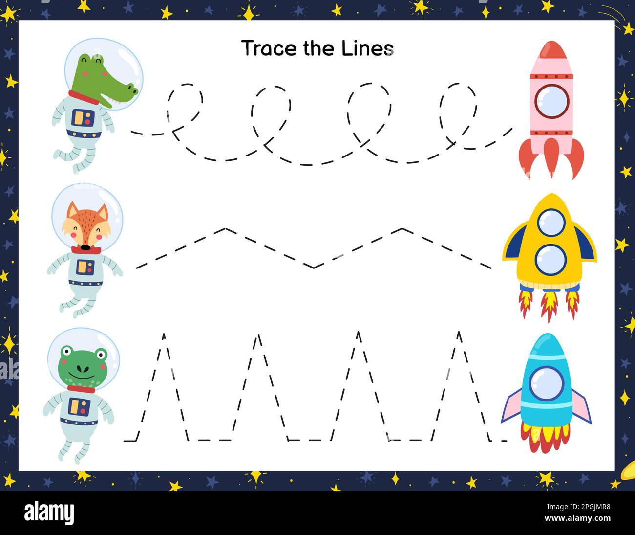 Trace lines from animals astronauts to the rockets. Activity page for ...