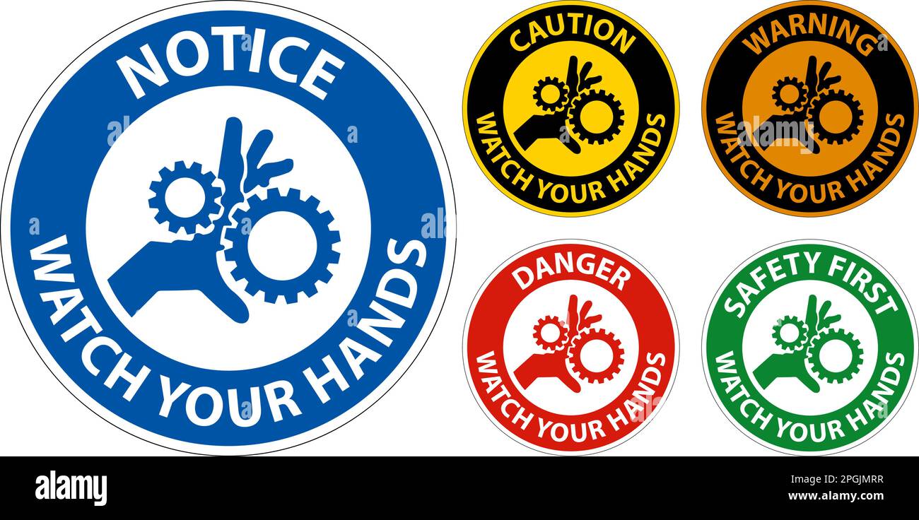 Danger Sign Watch Your Hands And Fingers Stock Vector Image & Art - Alamy