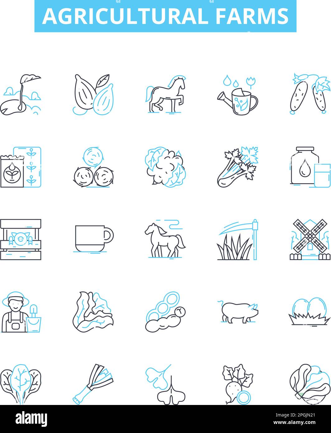 Agricultural farms vector line icons set. Farms, Agriculture, Crops, Cultivation, Plantations ...