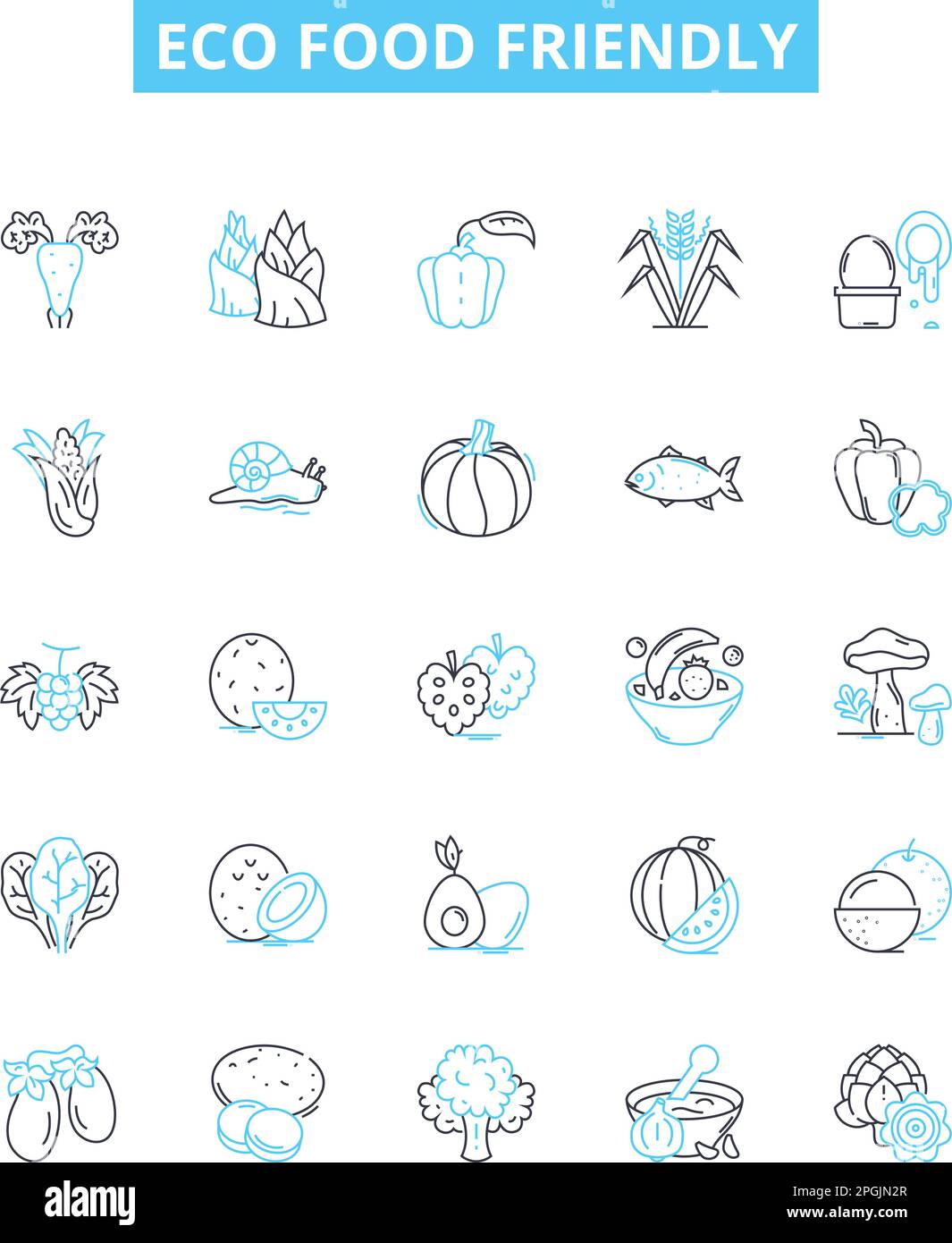 Eco food friendly vector line icons set. Eco-friendly, food, organic ...