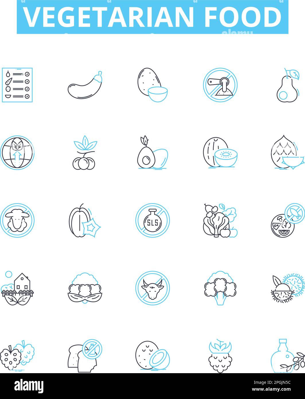 Vegetarian food vector line icons set. Vegetables, Beans, Lentils, Tofu ...