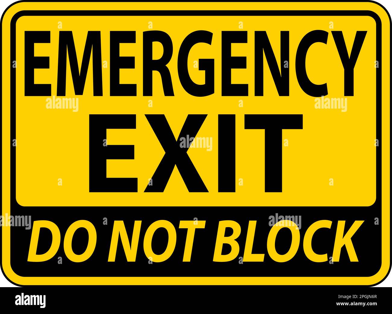 Emergency Exit Do Not Block Sign On White Background Stock Vector Image ...