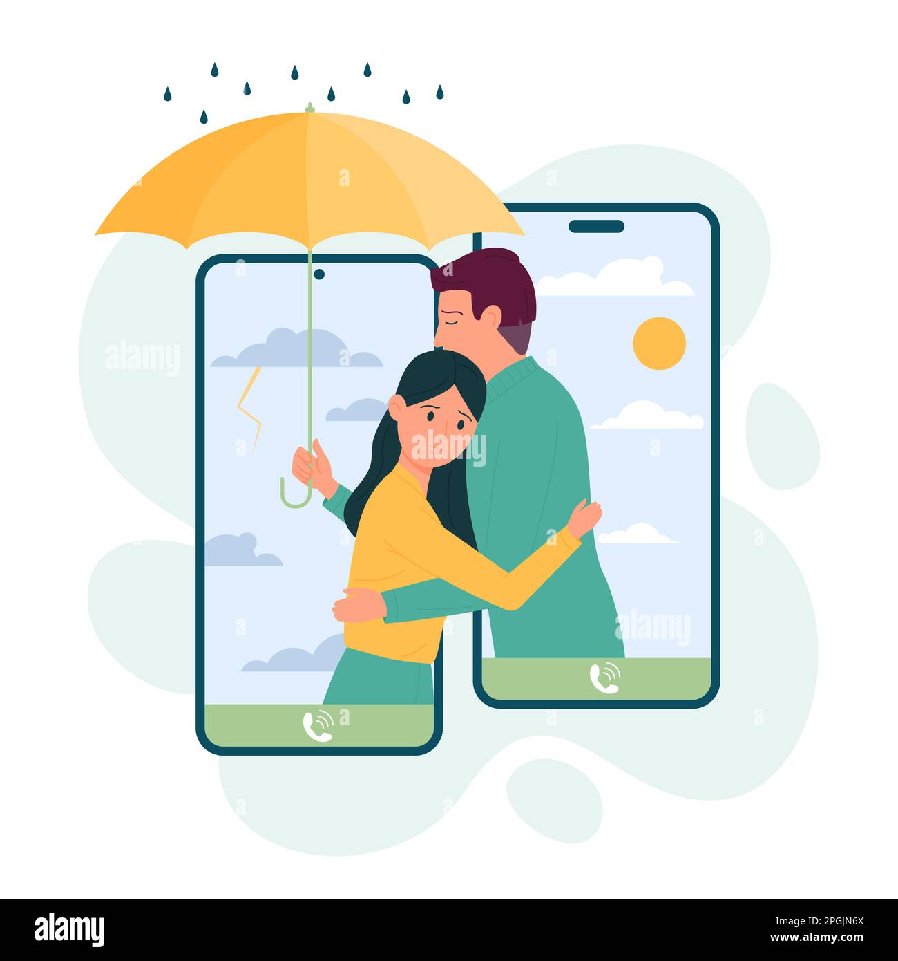 Love, help and support from friend online vector illustration. Cartoon ...