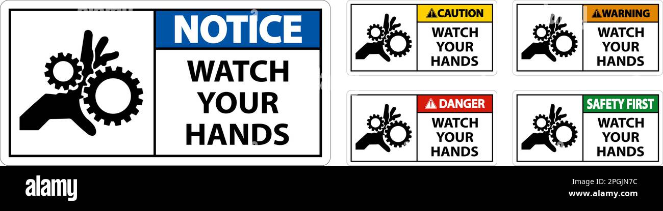 Danger Sign Watch Your Hands And Fingers Stock Vector Image & Art - Alamy