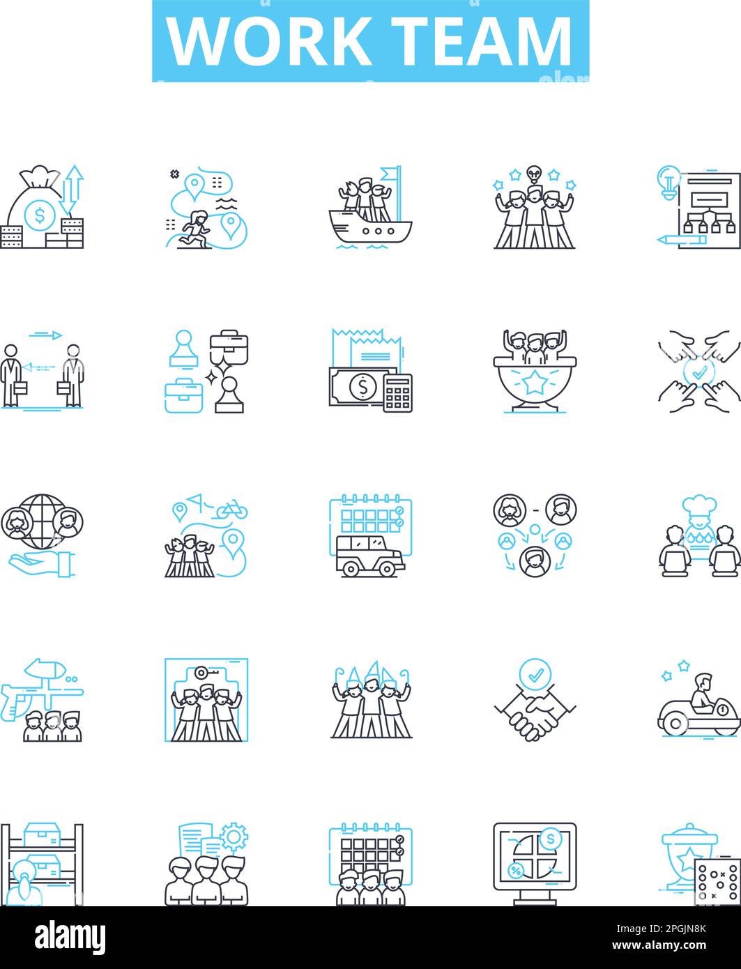 Work Team Vector Line Icons Set Teamwork Collaboration Cooperation