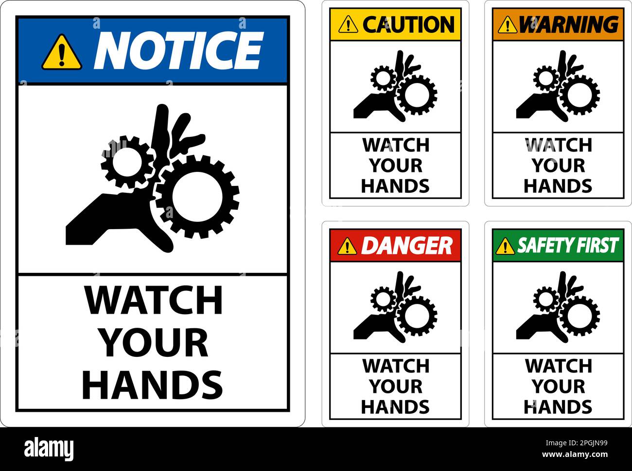 Danger Sign Watch Your Hands And Fingers Stock Vector Image & Art - Alamy