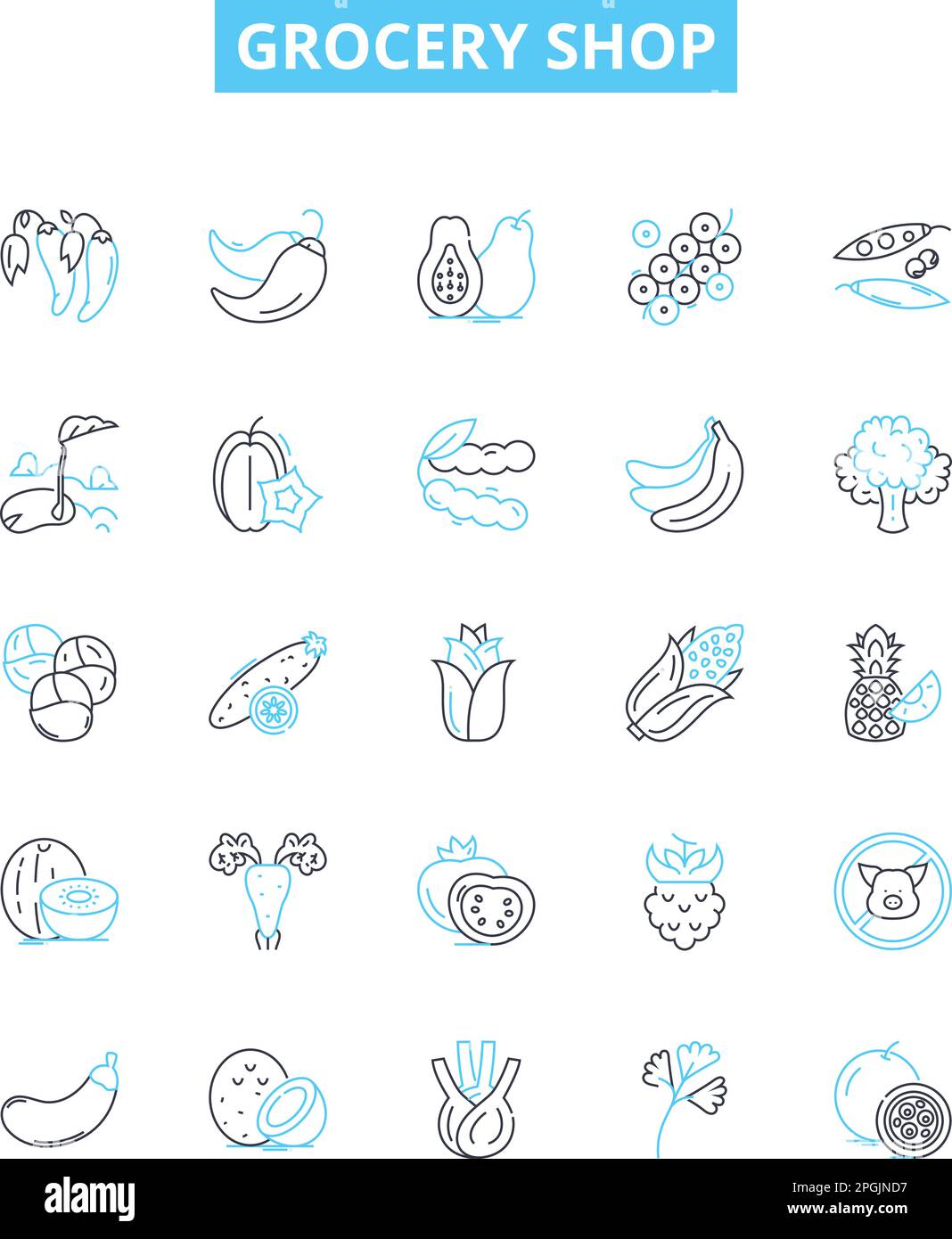 Grocery shop vector line icons set. Grocer, Market, Store, Produce ...