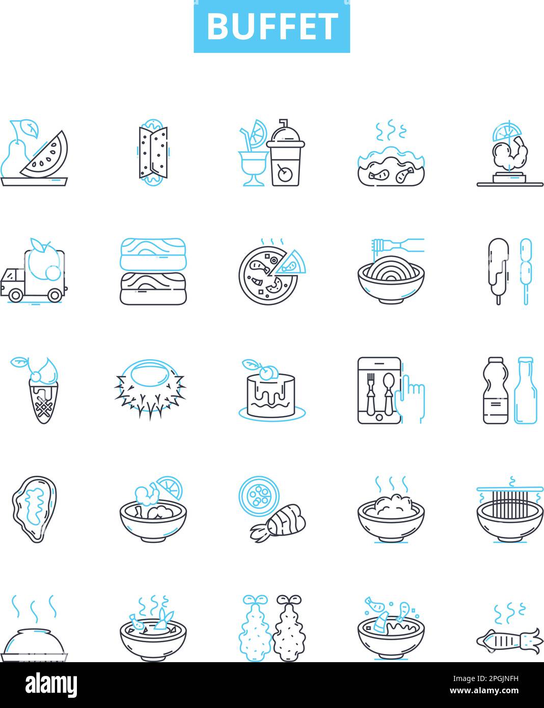 Buffet vector line icons set. Buffet, Catering, Dining, Food, Cuisine, Banquet, Dish ...