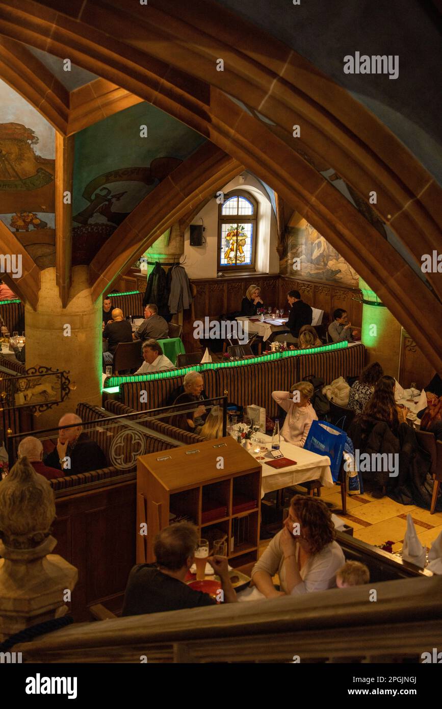 Interior of Ratkeller basement restaurant, Munich, Germany Stock Photo ...